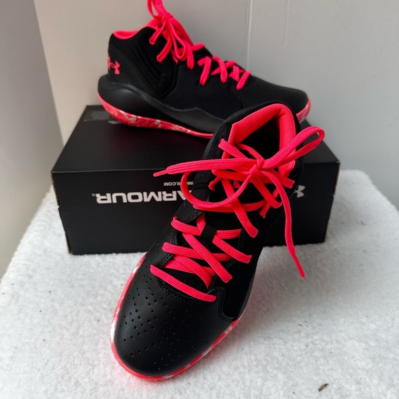 Under Armour | Shoes | Kids Under Armour Black And Neon Pink Sneakers ...